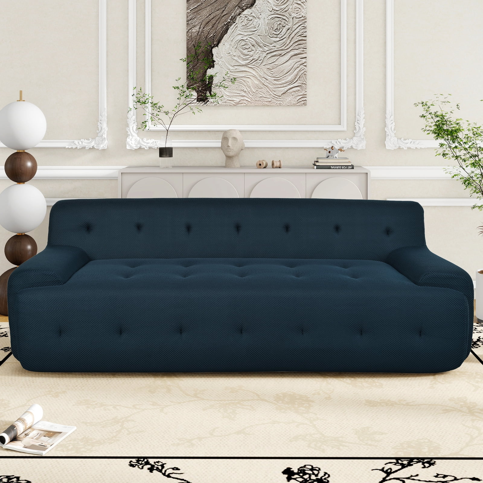 Churanty Modern 3-Seat Foam Sofa with Tufted Backrest, High-Resilience ...