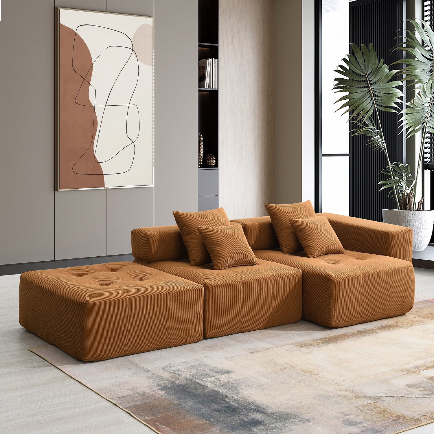 Harper & Bright Designs Modern Minimalist Floor Sofa Set, Modular ...