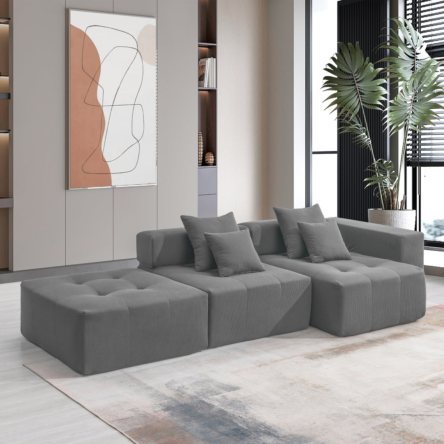 Harper & Bright Designs Modern Minimalist Floor Sofa Set, Modular ...