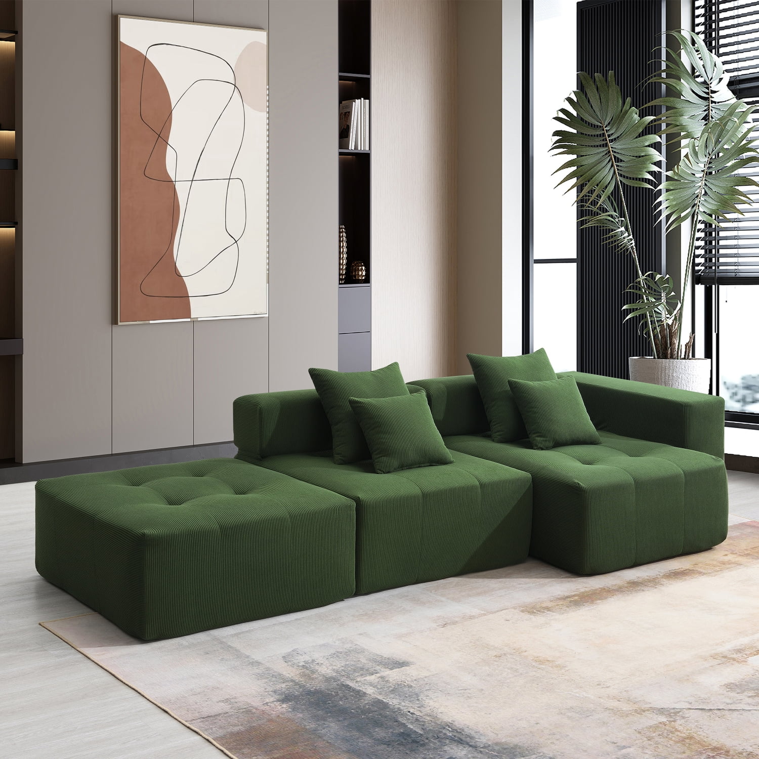 Harper & Bright Designs Modern Minimalist Floor Sofa Set, Modular ...