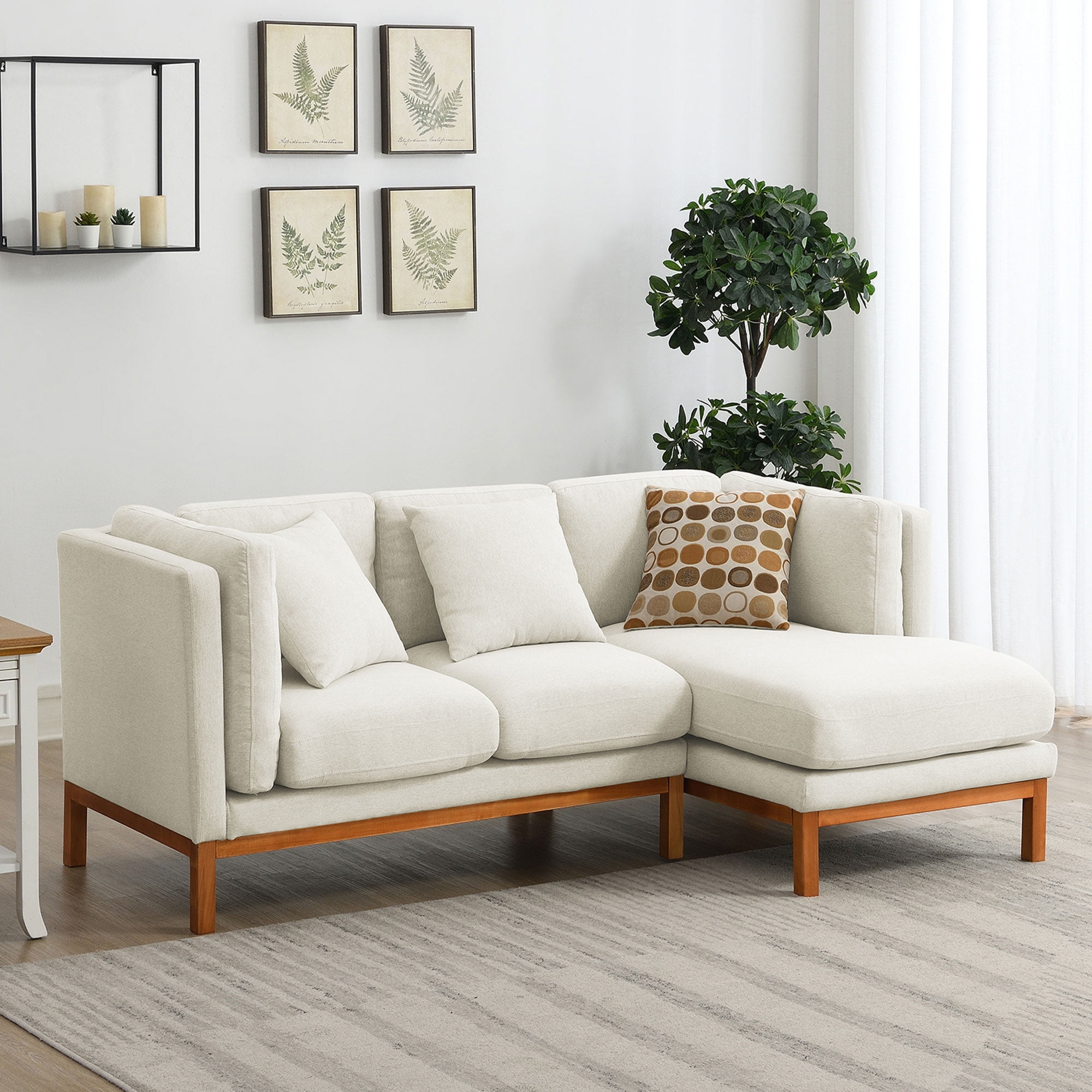 Harper & Bright Designs Modern Sectional Sofa with Chaise Lounge, Linen ...