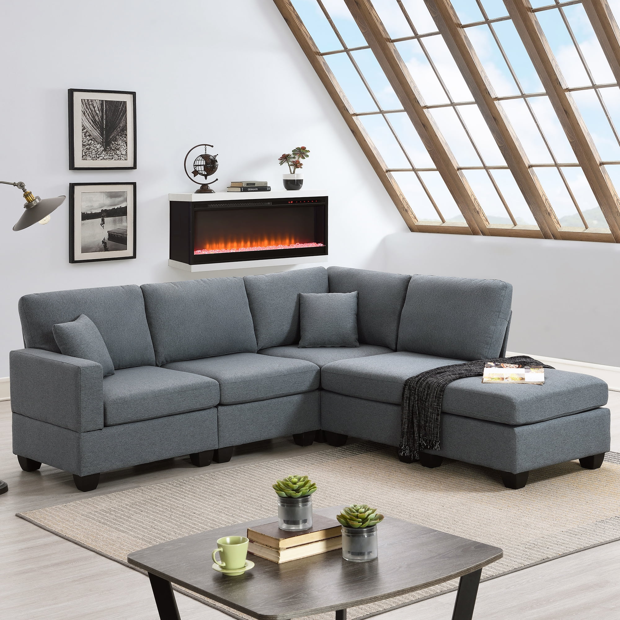 Churanty Modern Sectional Sofa with Convertible Ottoman L shaped Corner ...