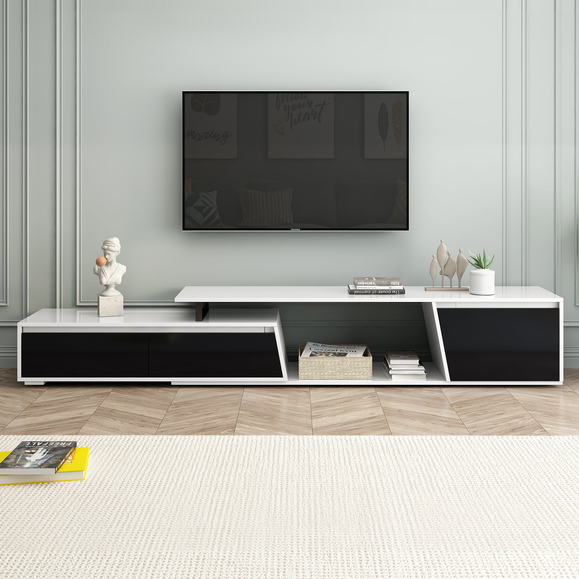Churanty Modern TV Stand for TV up to 100 Inches, Minimalist Rectangle ...