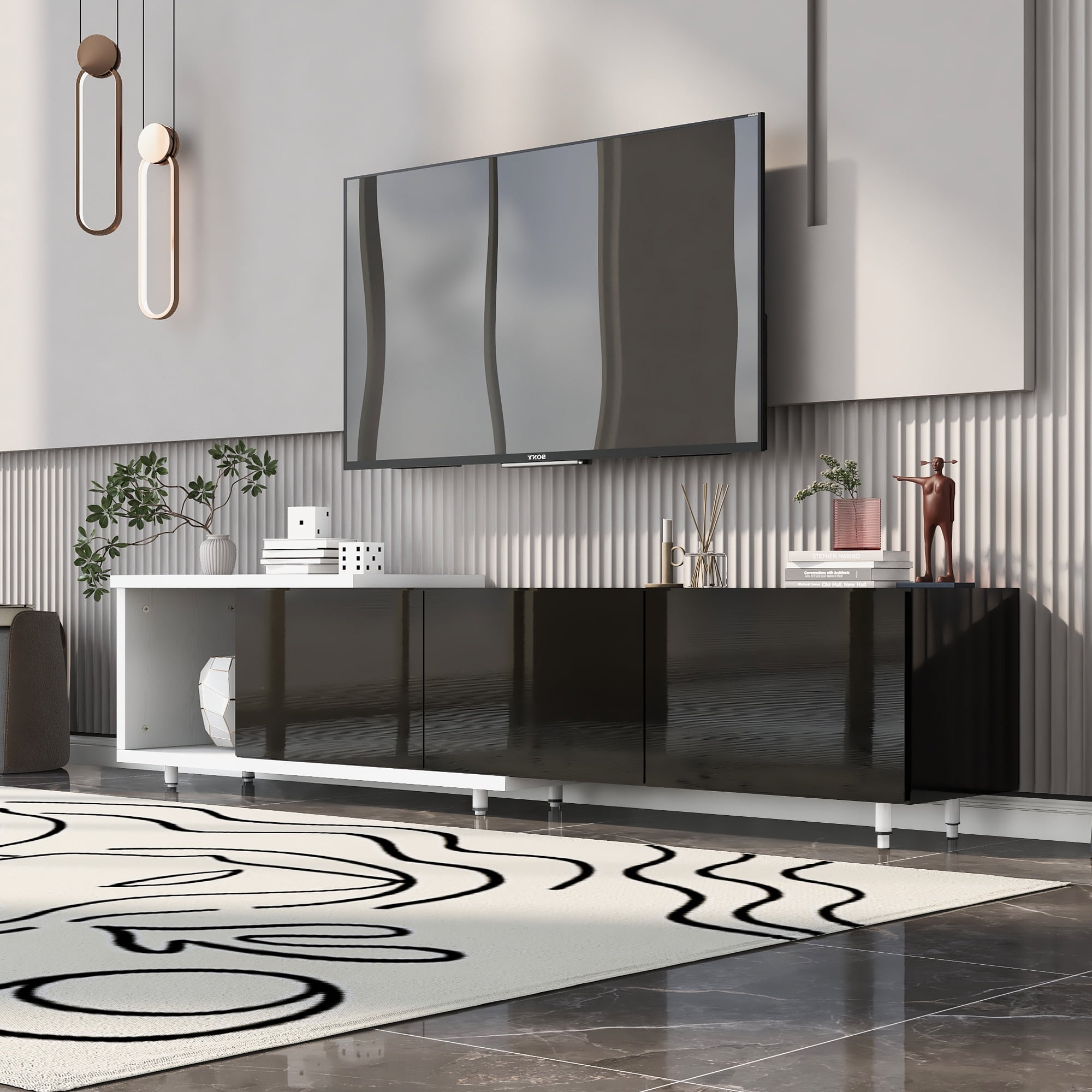 Harper & Bright Designs Modern TV Stand for 80+Inch TVs, Entertainment ...