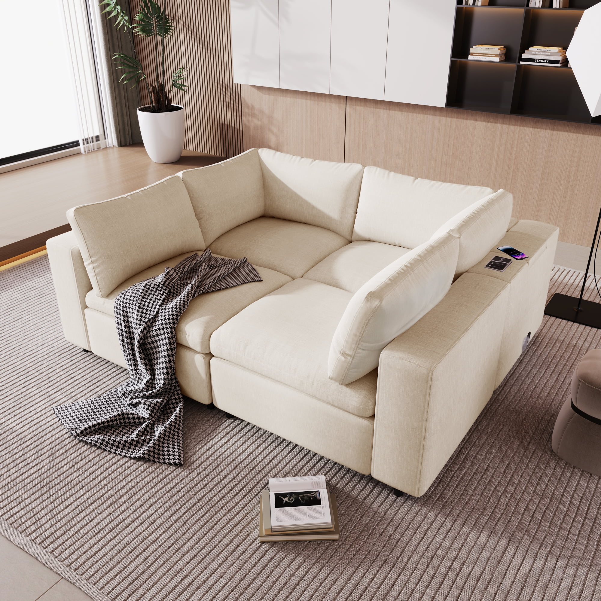 Harper & Bright Designs Modular Sectional Sofa with USB Charge Ports ...