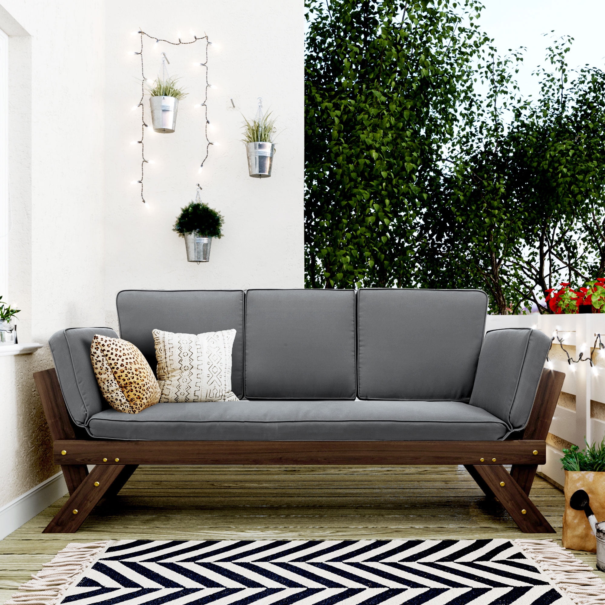 Churanty Outdoor Adjustable Daybed, Acacia Wood Couch with Cushions ...