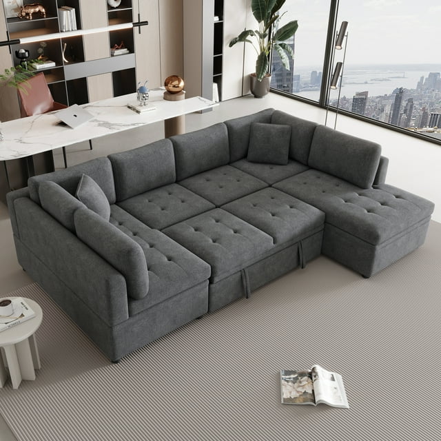 Churanty Oversized Sectional Sleeper Sofa with Pull Out Sofa Bed ...
