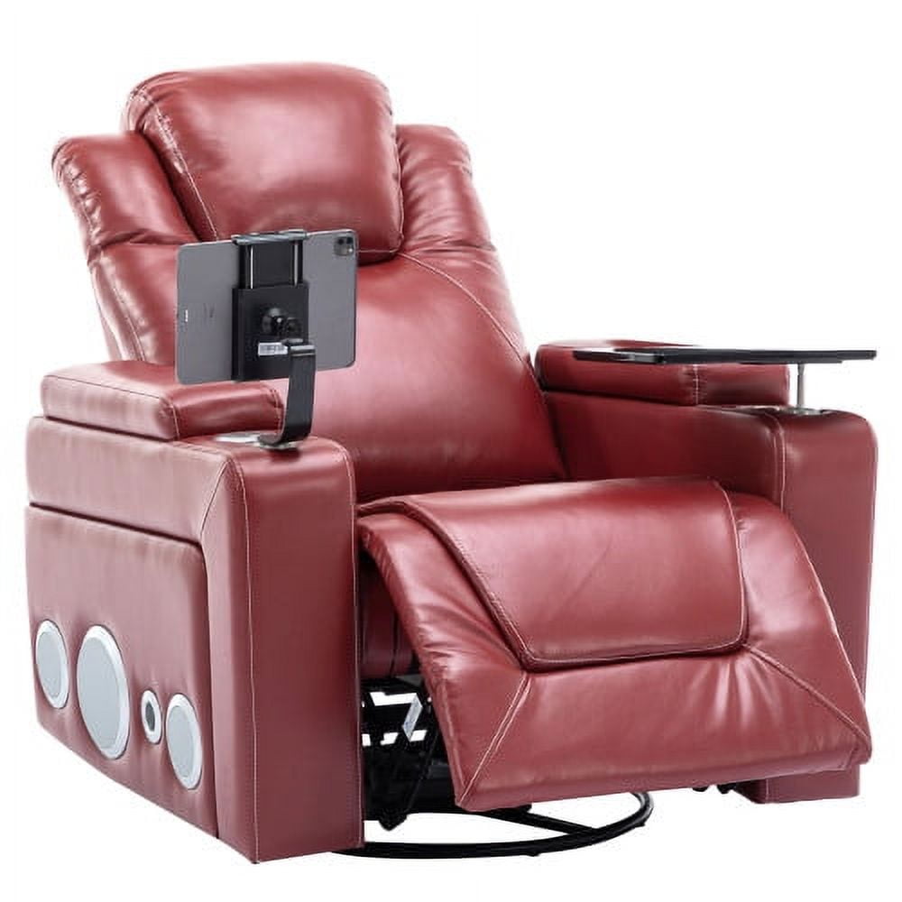 Churanty PU Power Recliner for Adults,Swivel Home Theater Recliner with ...