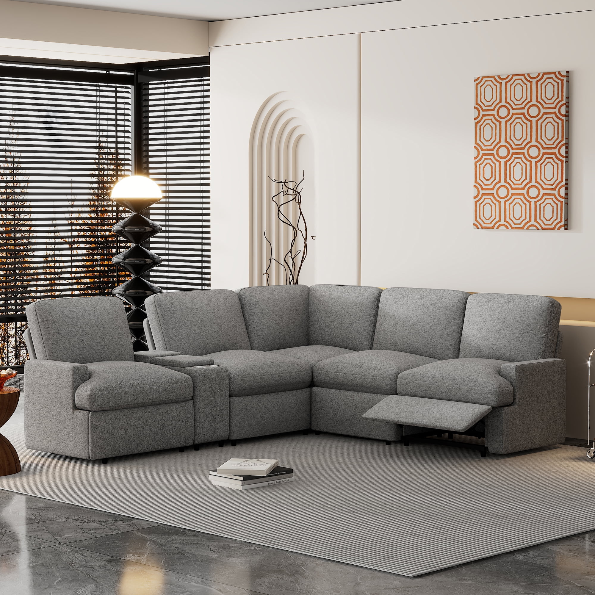 Churanty Power Recliner Sofa Set 4 Seat Home Theater Couch Set with ...