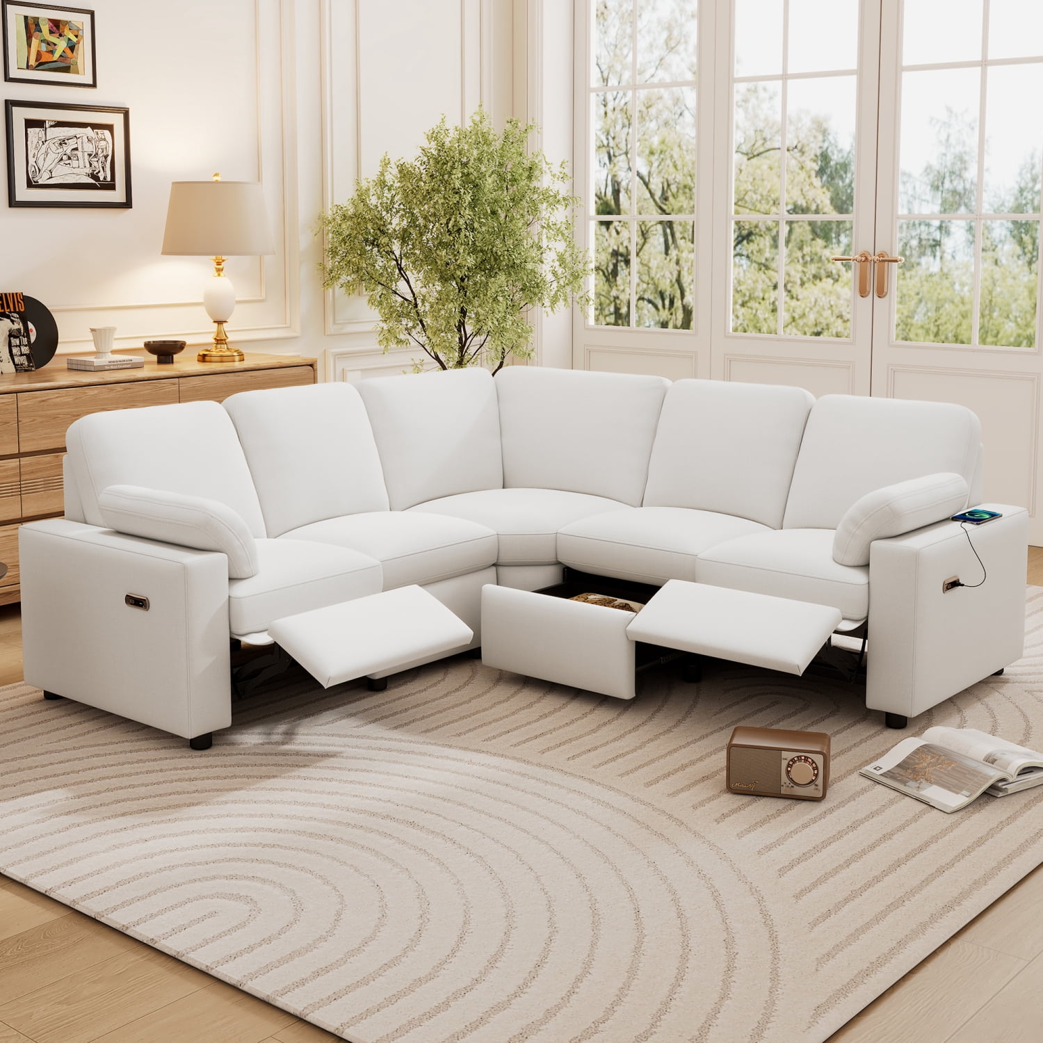 Churanty Power Reclining Sectional Sofa Set, Home Theater Recliner ...