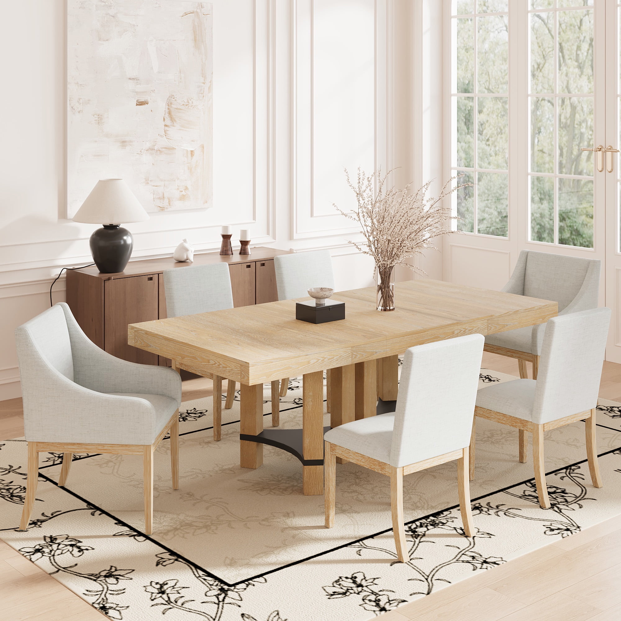 Churanty Rectangular Extendable Dining Table Set with Bench,Kitchen ...