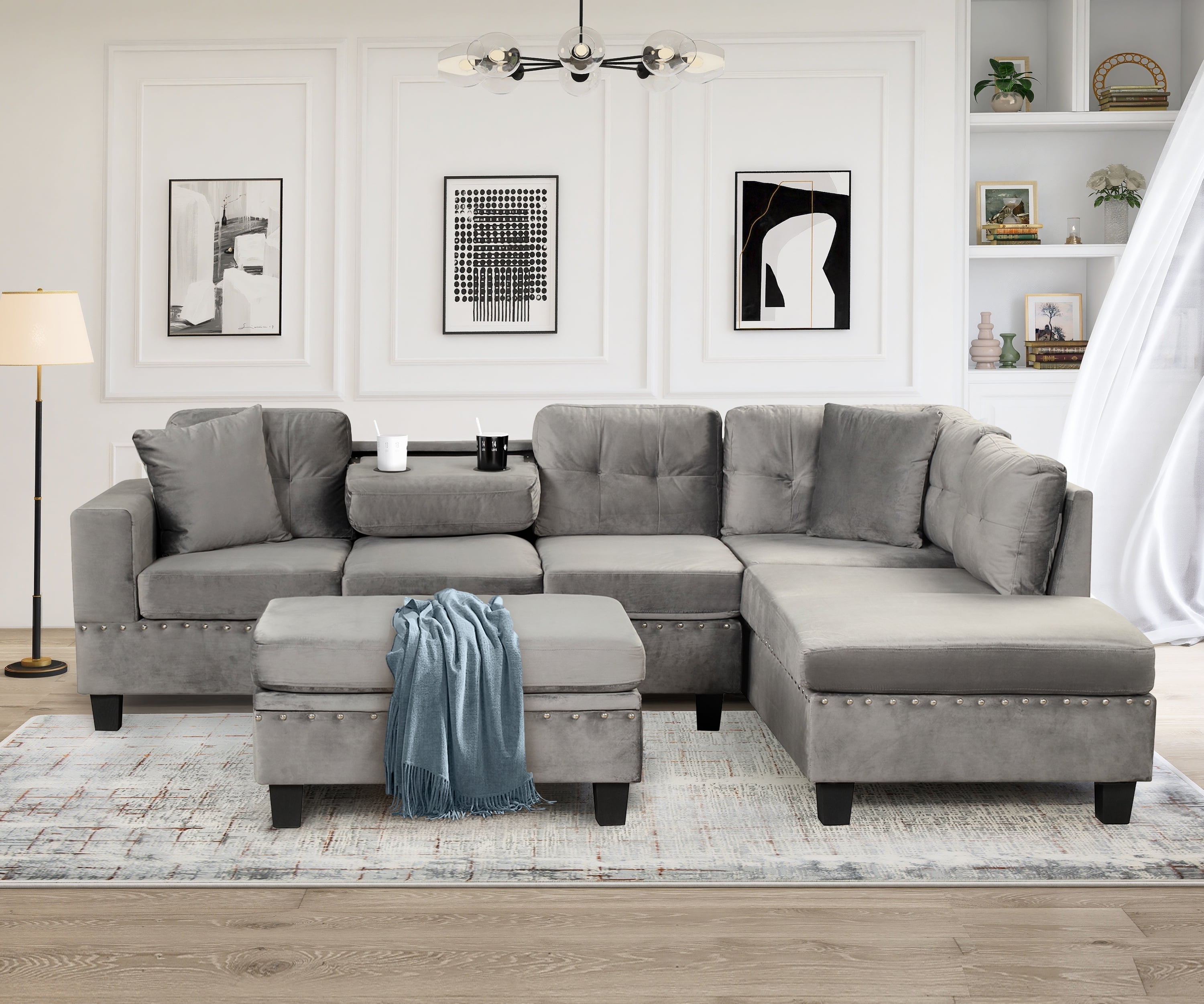 Churanty Sectional Sofa with Reversible Chaise L-Shaped Couch with ...