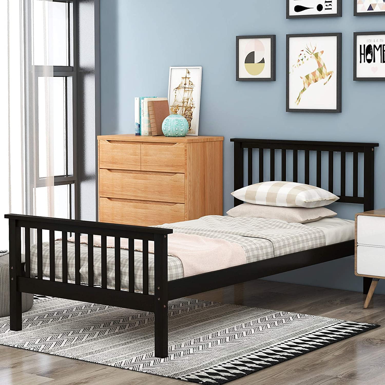 Churanty Twin Bed Frame Wood Platform Twin Bed No Box Spring Required ...