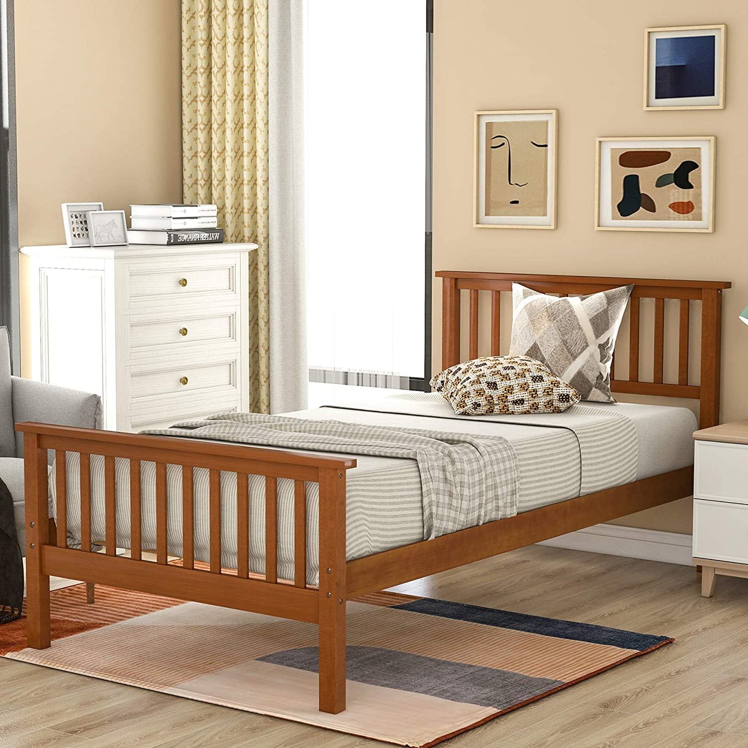 Churanty Solid Wood Twin Bed Frame, Low Profile, Long, Suitable for ...