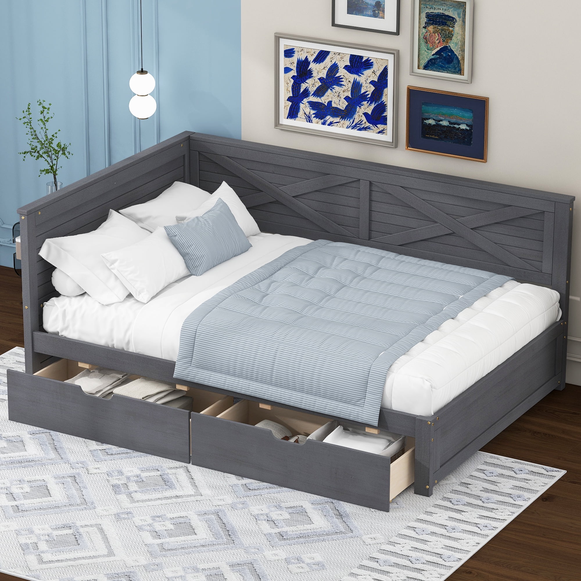 Harper & Bright Designs Twin Daybed Frame with Storage Drawers ...