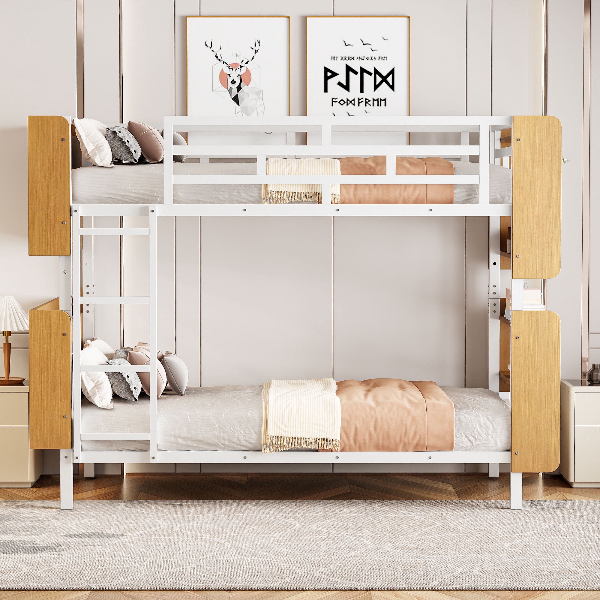 Harper & Bright Designs Twin Over Twin Size Metal Bunk Bed, Heavy-Duty ...