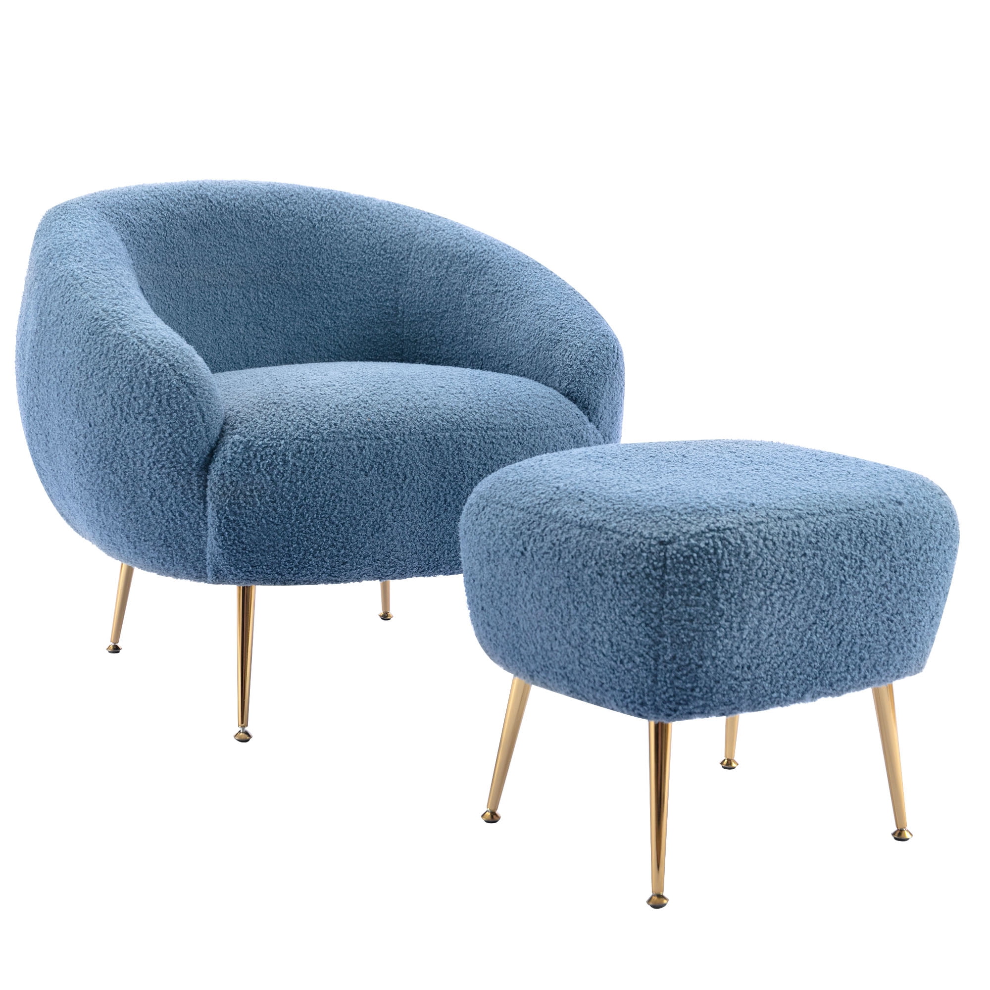 Harper & Bright Designs Velvet Accent Chair with Ottoman, Modern Comfy ...