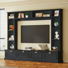 104 Minimalist TV Stand Set Modern Multi Function Entertainment Wall Unit with Bridge and Tempered Glass Door Large Storage Cabinet Media Console Table for Living Room White Walmart