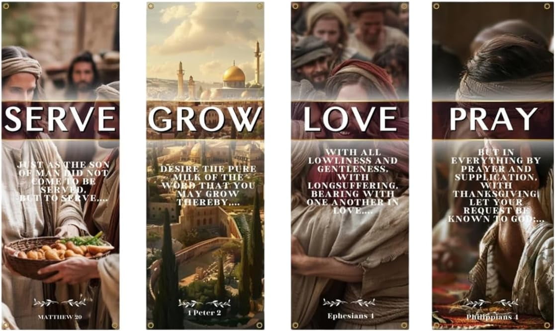 Church Banners - Scripture Wall Hanging Signs - Welcome Religious ...