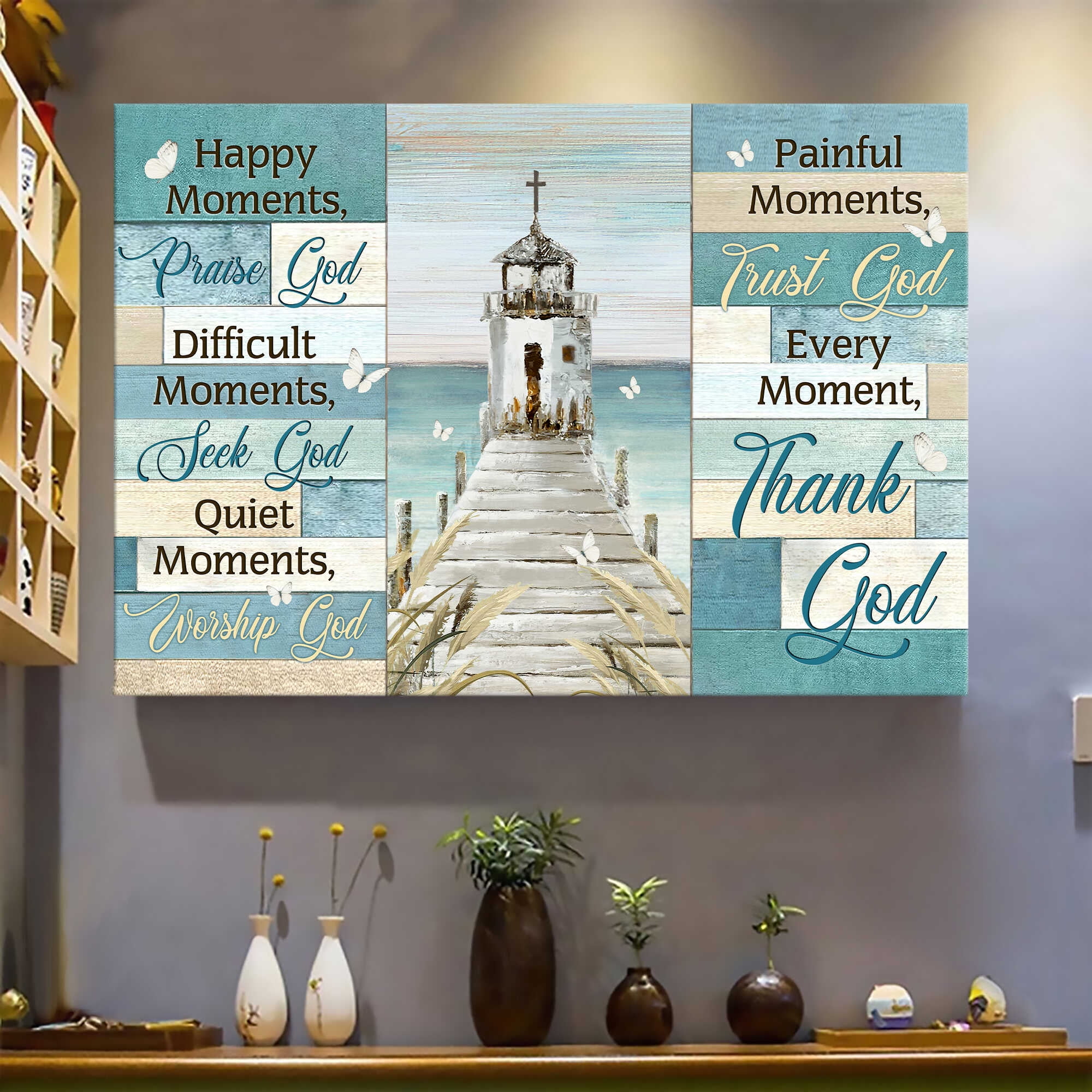 Church By The River Every Moment Thank God - Jesus Landscape Poster ...