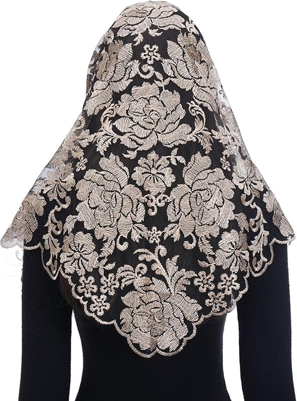 Church Catholic Veils for Women, Triangle Floral Lace Mantilla Chapel ...