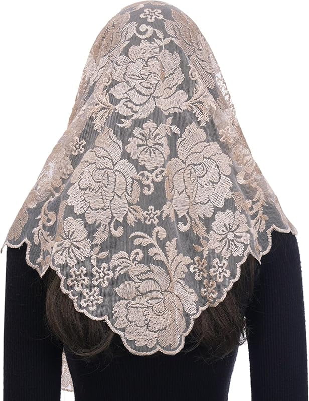 Church Catholic Veils for Women, Triangle Floral Lace Mantilla Chapel ...
