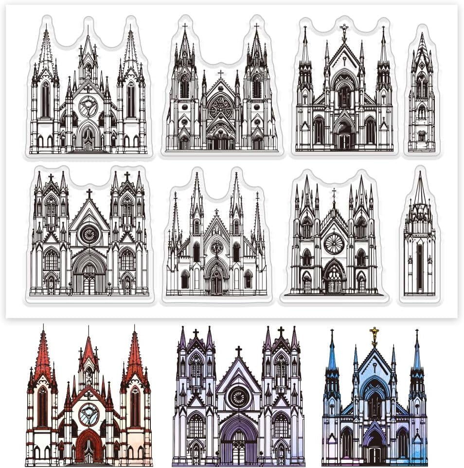 Church Clear Stamps for Cards Making Gothic Architecture Clear Stamp ...