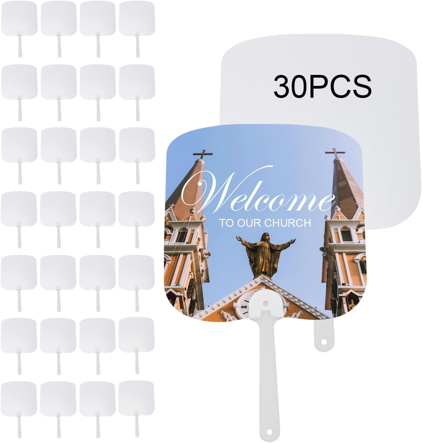 Church Fans Handheld Set of 30 Pcs, Blank Double-Sided Sublimation ...