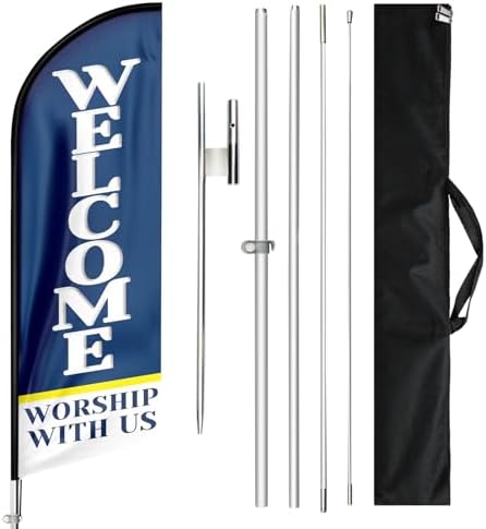Church Flags for Worship, 11FT Windless Welcome Worship Church Flags ...