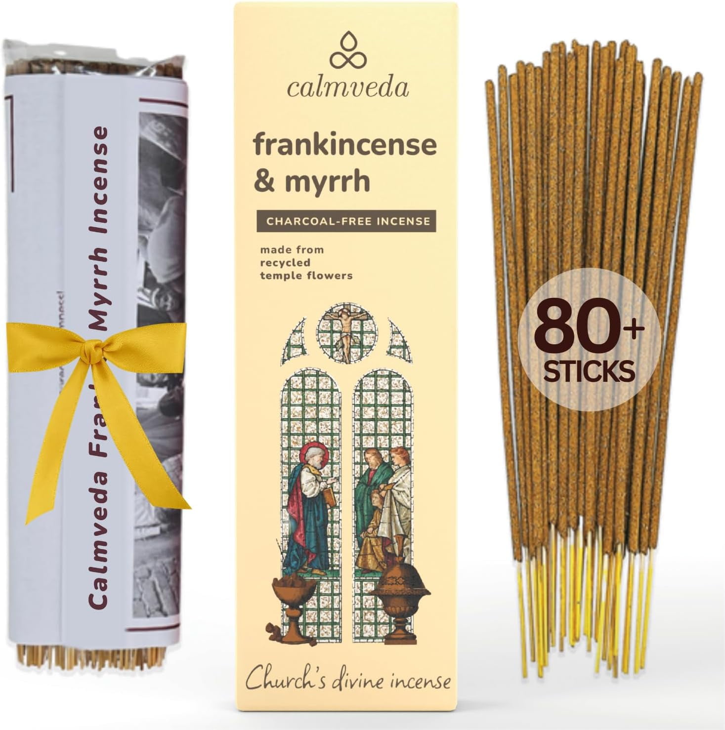 Church Frankincense and Myrrh Incense - 80 Sticks, Charcoal Free ...