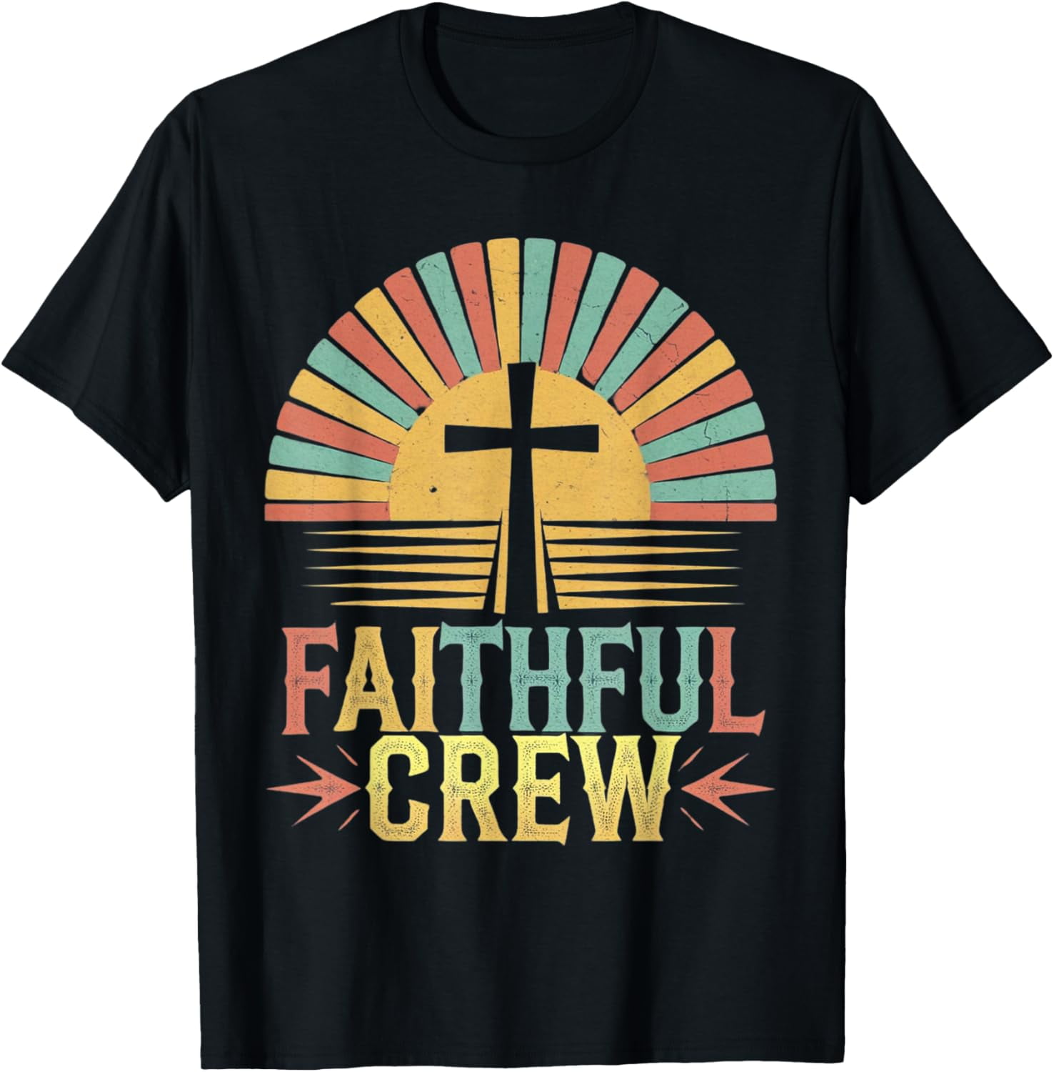 Church Group Matching Squad 2025 Retro Vintage Faithful Crew T-Shirt ...