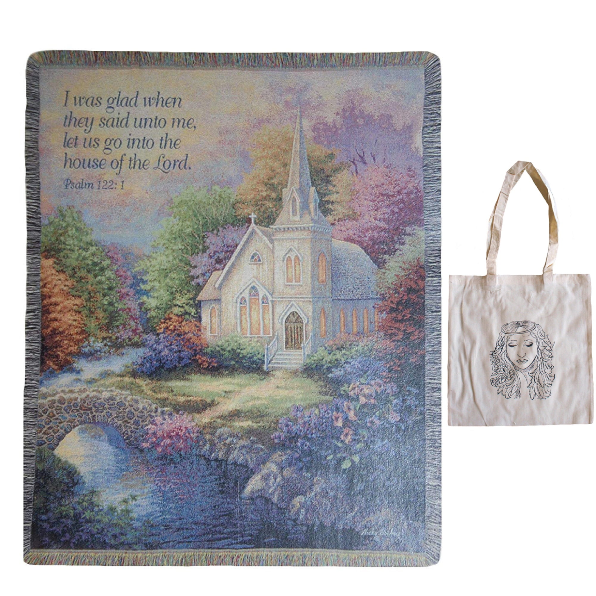 Church In The Country 50" x 60" Inspirational Tapestry Throw Blanket ...