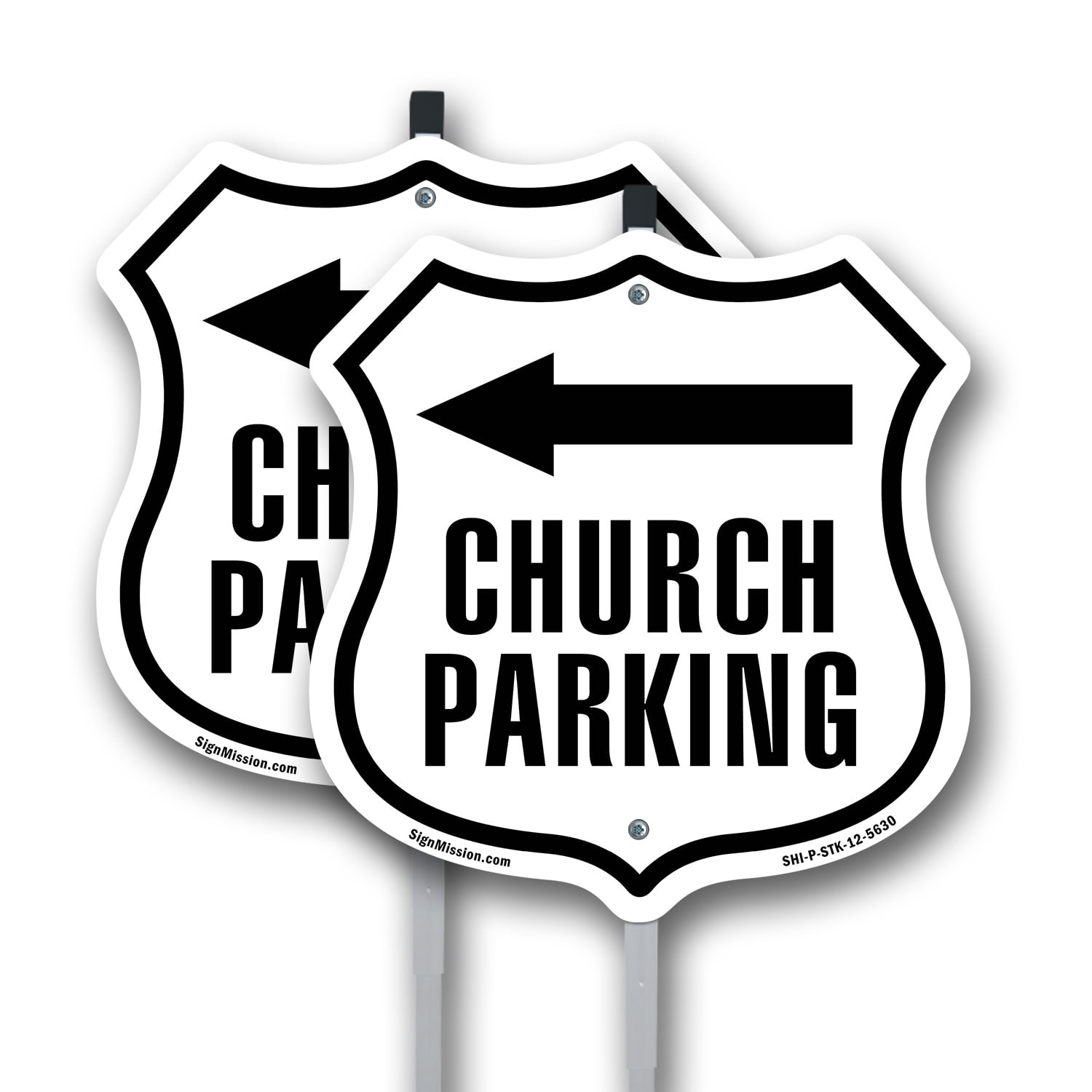 Church Parking Left (2 Pack) 12 inch X 12 inch Shield Shaped Rust-Free ...