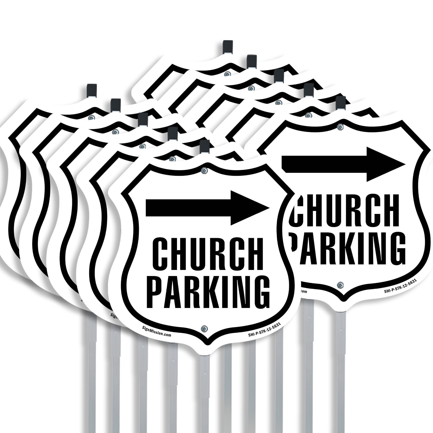Church Parking Right (10 Pack) 12 inch X 12 inch Shield Shaped Rust ...