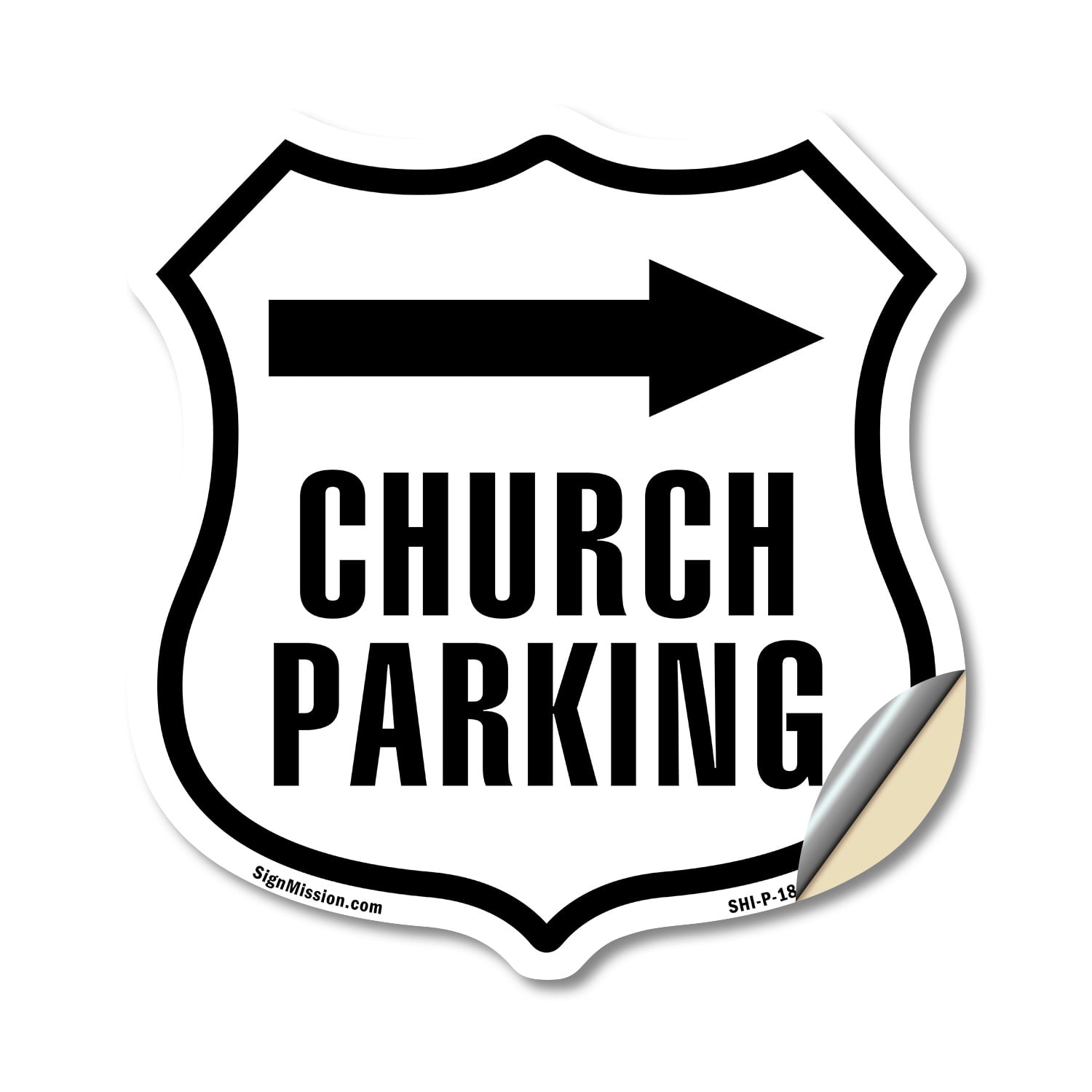 Church Parking Right (2 Pack) 18 inch X 18 inch Shield Shaped Heavy ...