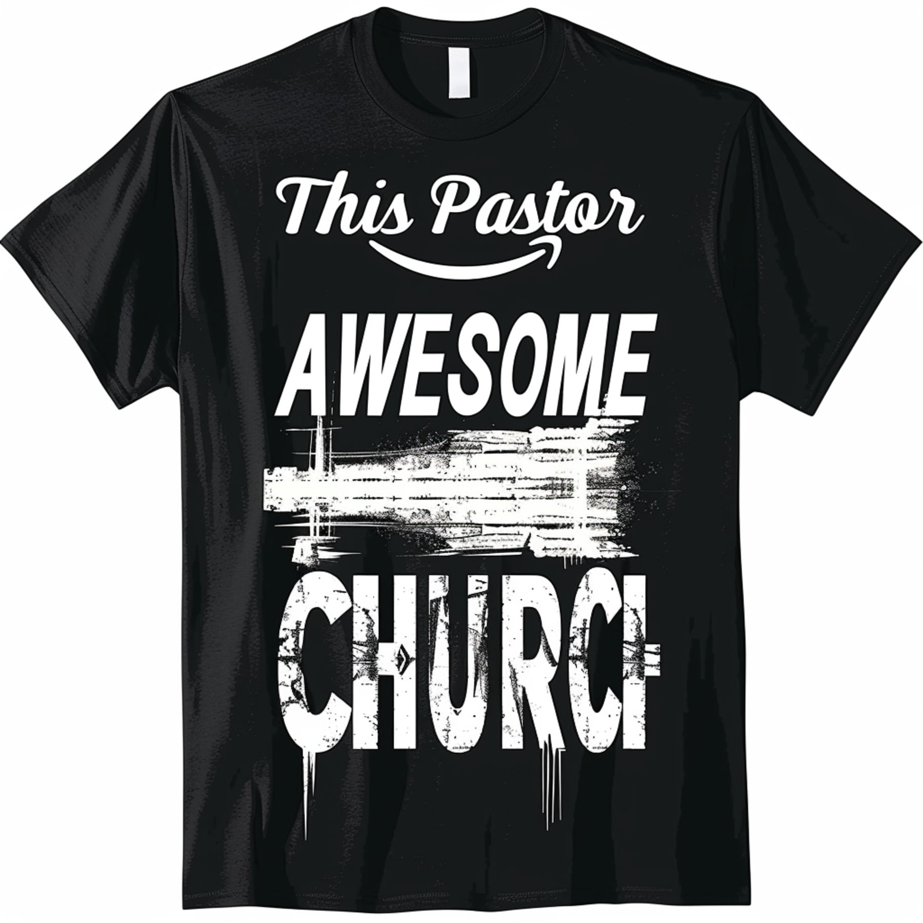 Church Pastor Christian Vector Style TShirt Design Black Tee with White ...