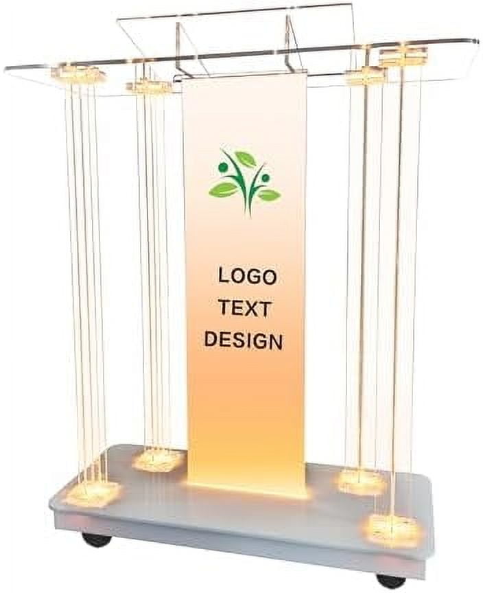 Church Pulpit,Customizable Logo & Text Acrylic Pulpit with Wheels, LED ...