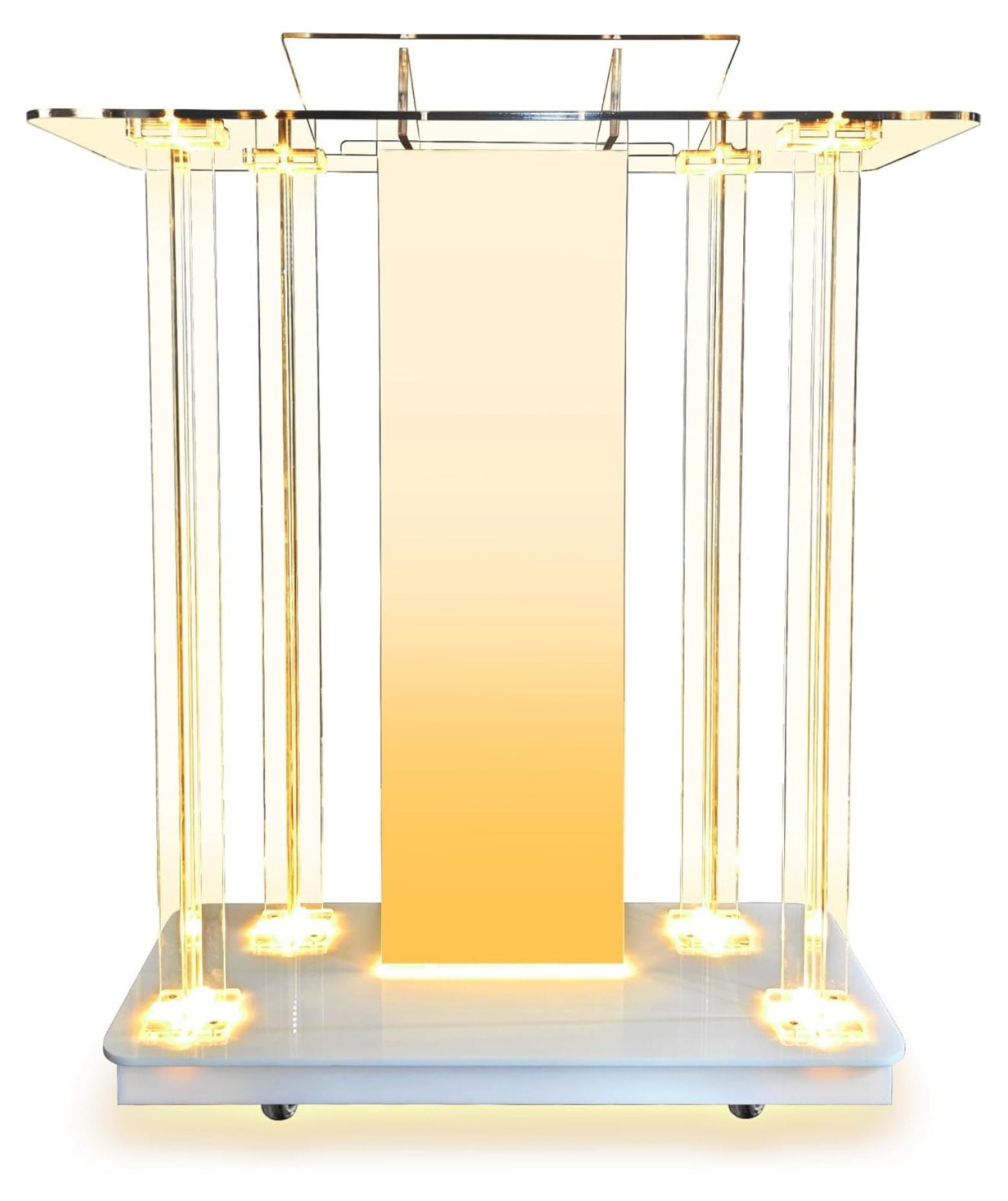Church Pulpit,Transparent LED Acrylic Podium with Wheels and Vertical ...