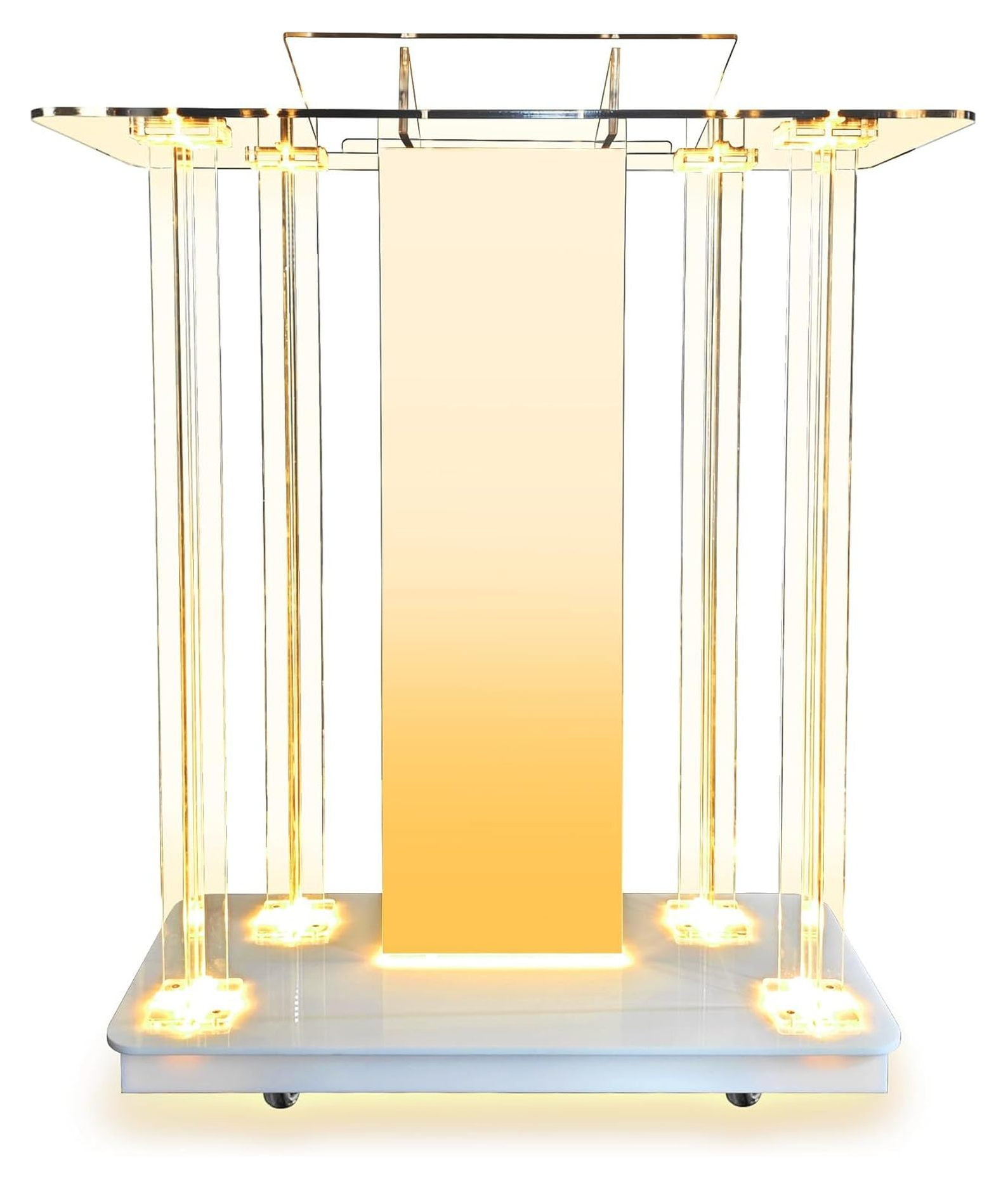 Church Pulpit,Transparent LED Acrylic Podium with Wheels and Vertical Reading Platform, 46 ...