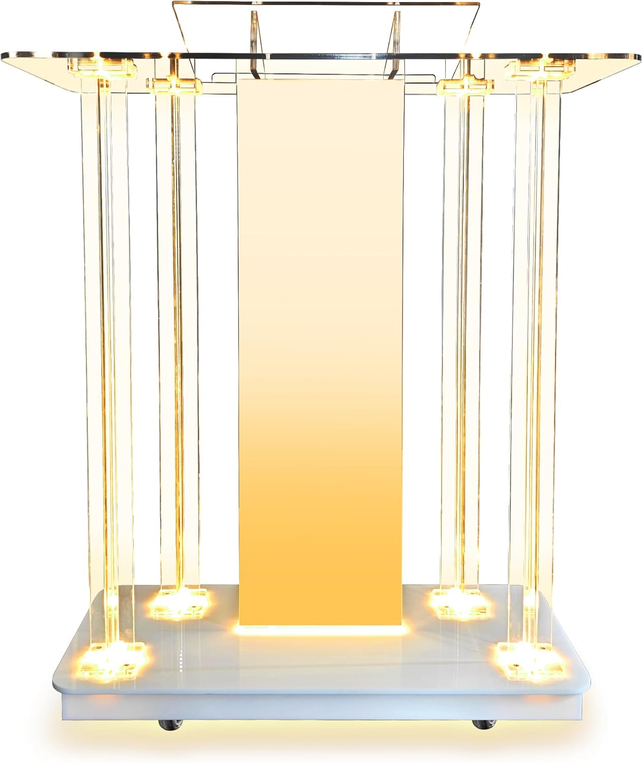 Church Pulpit,Transparent LED Acrylic Podium with Wheels and Vertical ...