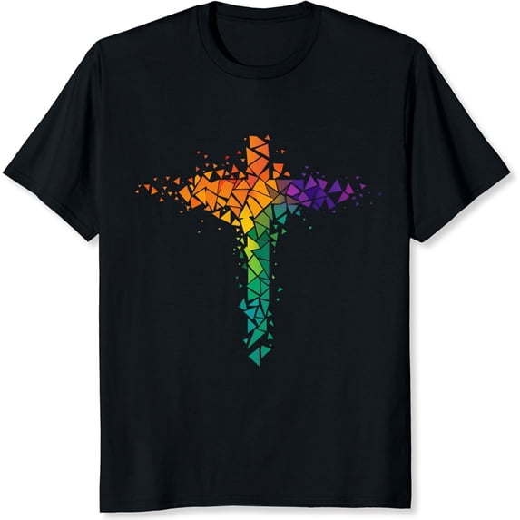 Church Stained Glass Cross Shirt Christian T-Shirts for Men Christian ...