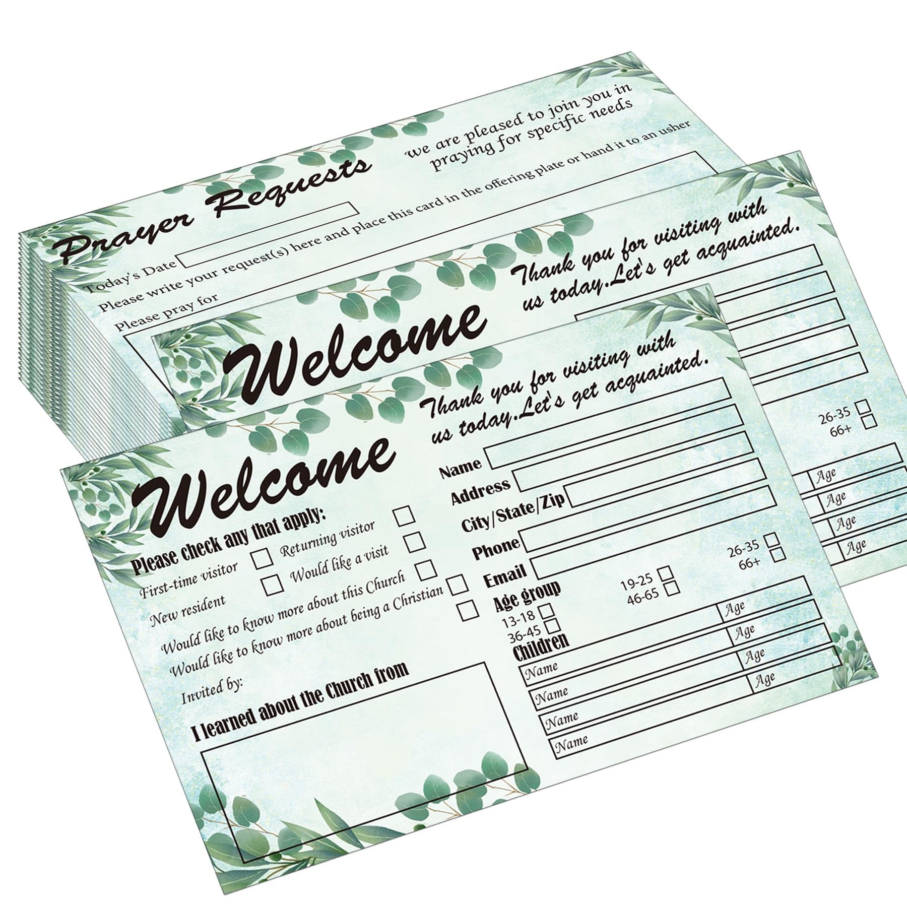 Church Visitor Cards Eucalyptus Church Welcome Postcard 4 x 6Inch ...