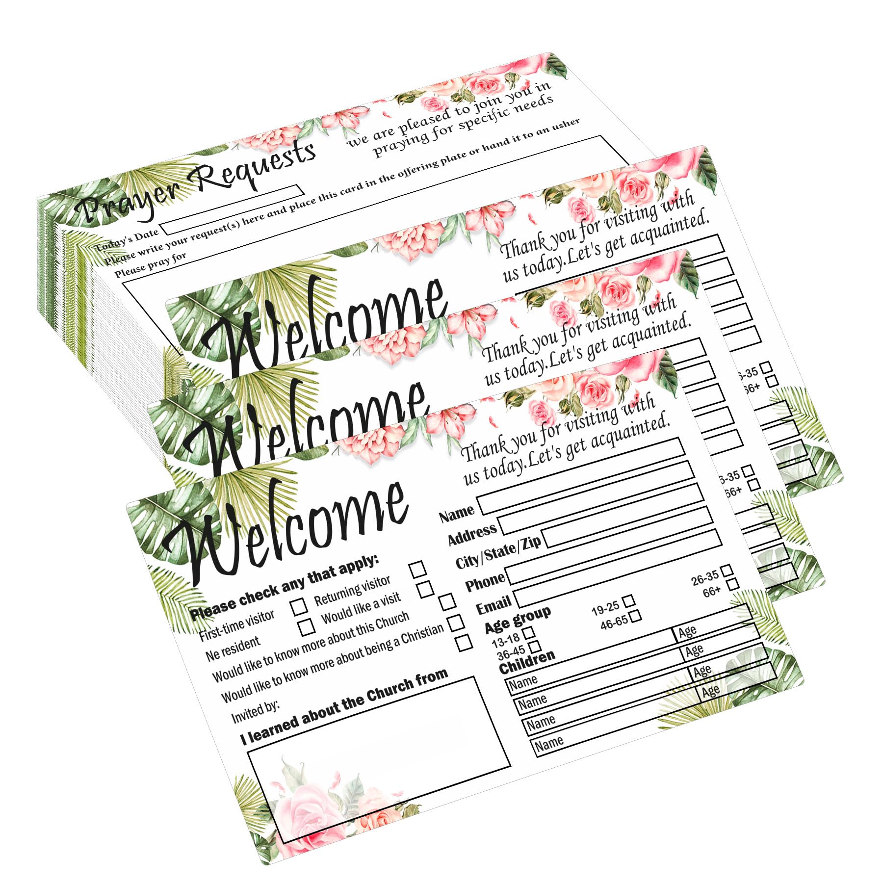 Church Visitor Cards Eucalyptus Church Welcome Postcard 5 x 7Inch ...