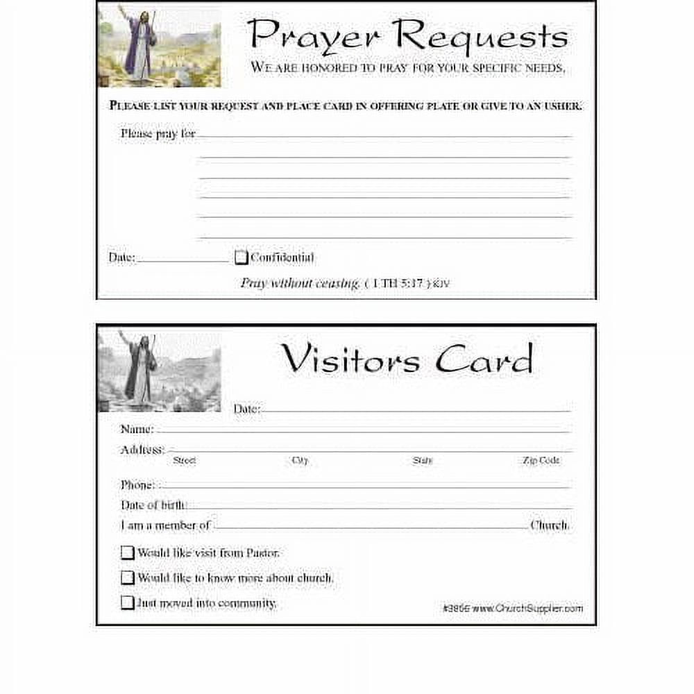 Sterling Gifts Church Visitor's Card and Prayer Request Cards Bookmarks ...