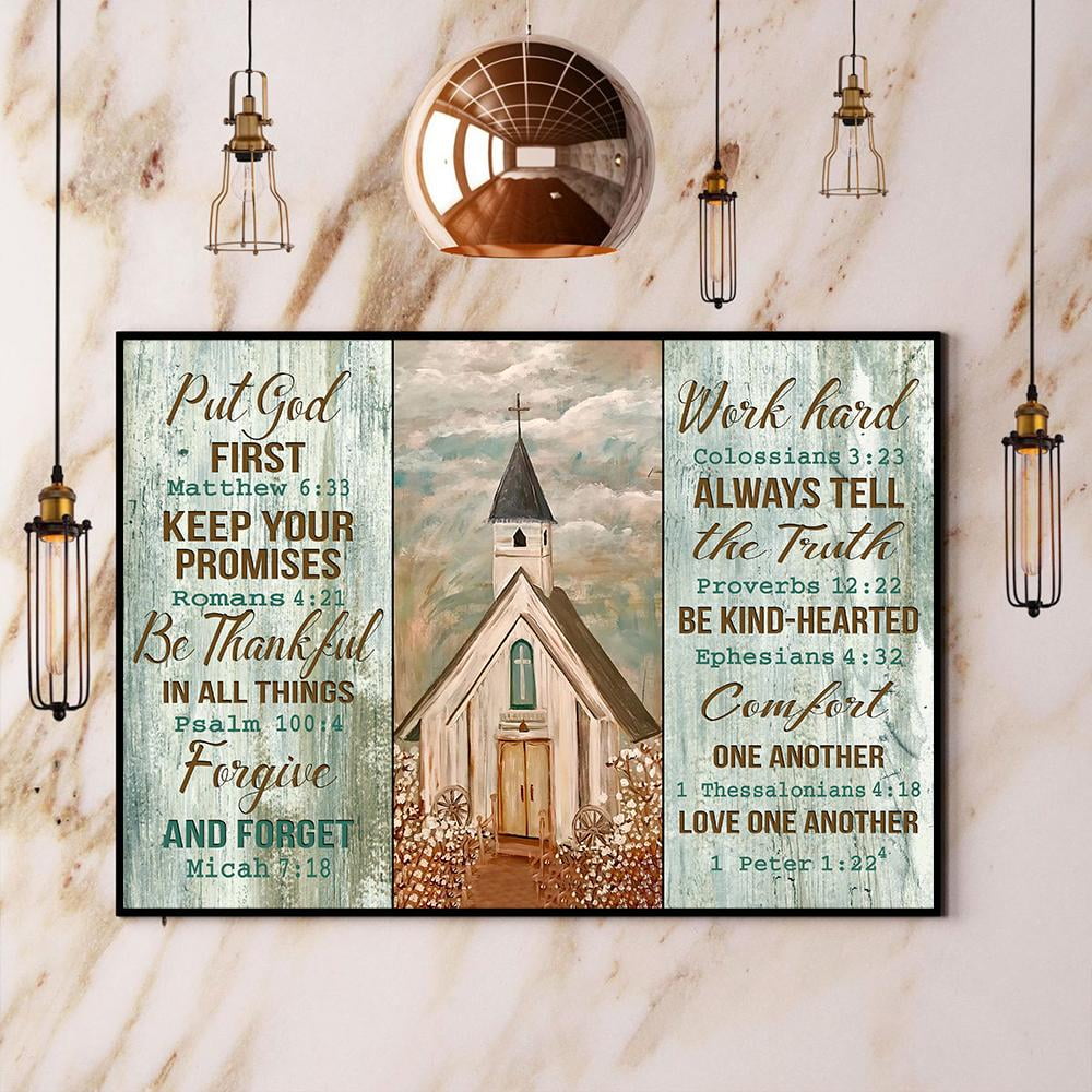 Church Work Hard Always Tell The Truth Poster No Frame Matte Wall Art ...