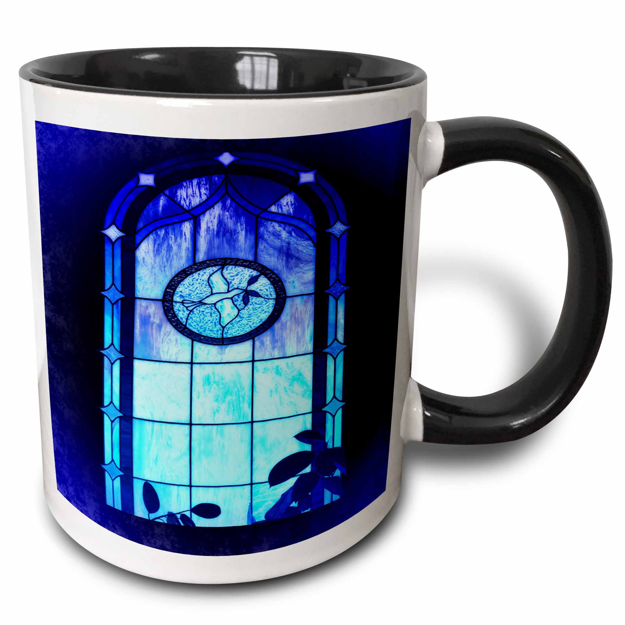 Church window design of its stained glass windows done in blue 11oz Two ...