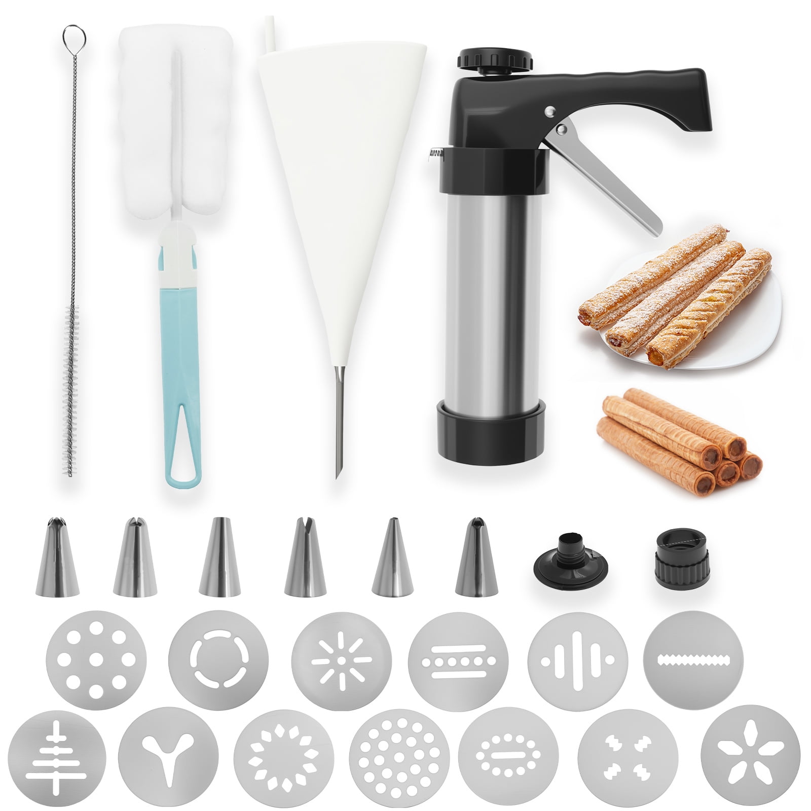 Churro Maker Ergonomic Grip Stainless Steel Churro Press Kit with ...