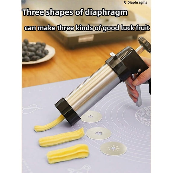 Churro Maker Machine with 8 Interchangeable Nozzles, Stainless Steel ...