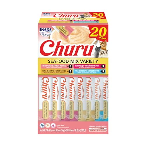 Churu Cat Treats, Grain-Free, Lickable, Squeezable Creamy Purée Cat ...