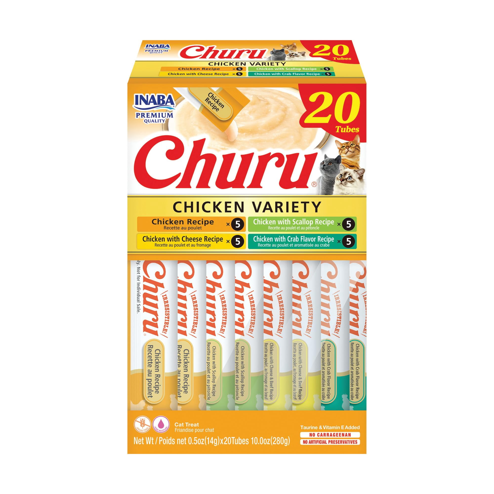 Churu Cat Treats, Lickable, Squeezable Creamy Purée Cat Treat With ...